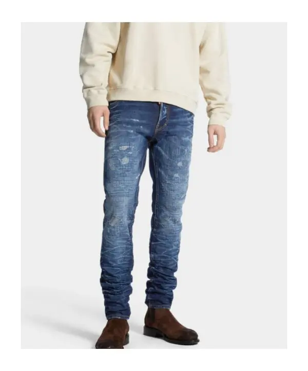 Dsquared2 Slim Fit Straight Leg Jeans With Distressed Finish - Blue