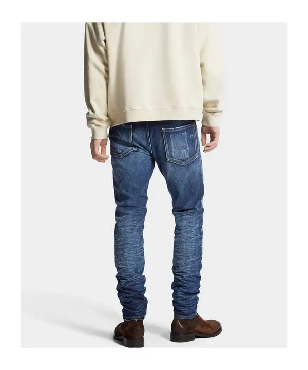 Dsquared2 Slim Fit Straight Leg Jeans With Distressed Finish - Blue
