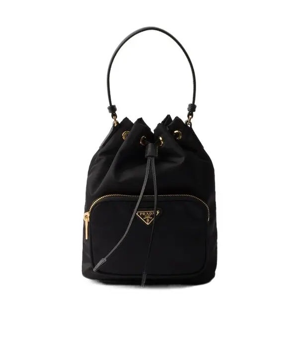 Prada Re-nylon Triangle-logo Drawstring Bucket Bag - Black