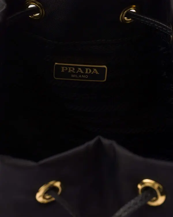 Prada Re-nylon Triangle-logo Drawstring Bucket Bag - Black