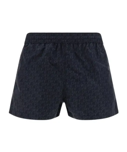Off-White Allover Logo Printed Swim Shorts - Black