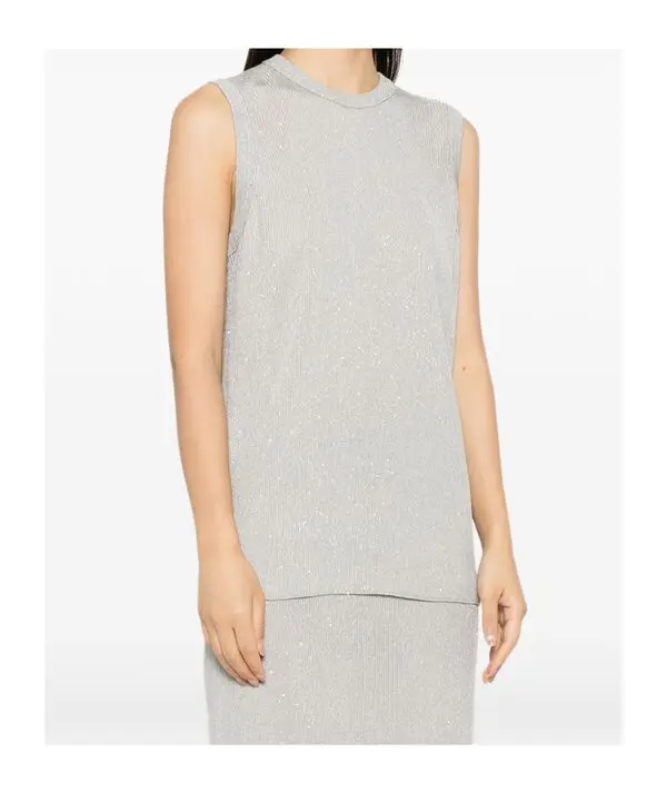 TOM FORD Sequin-embellished Ribbed Tank Top - Light Grey