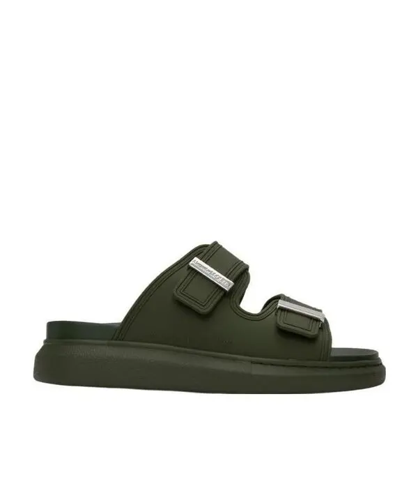 Alexander McQueen Logo Embossed Slides - Green