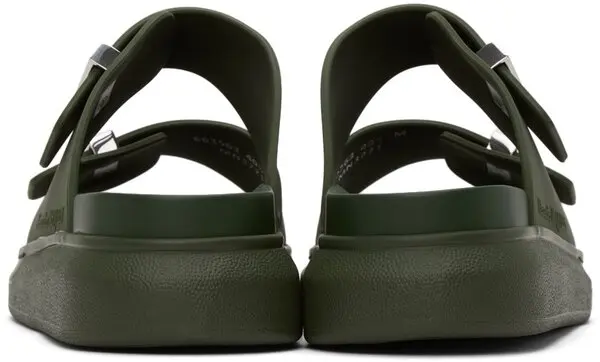 Alexander McQueen Logo Embossed Slides - Green