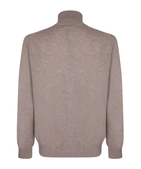 Soft Goat High-neck Zip-up Cardigan - Beige