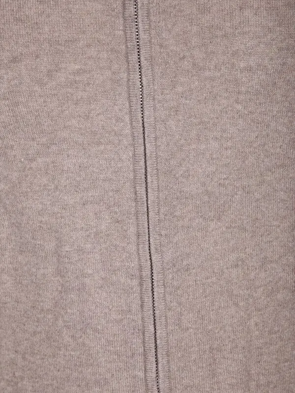 Soft Goat High-neck Zip-up Cardigan - Beige