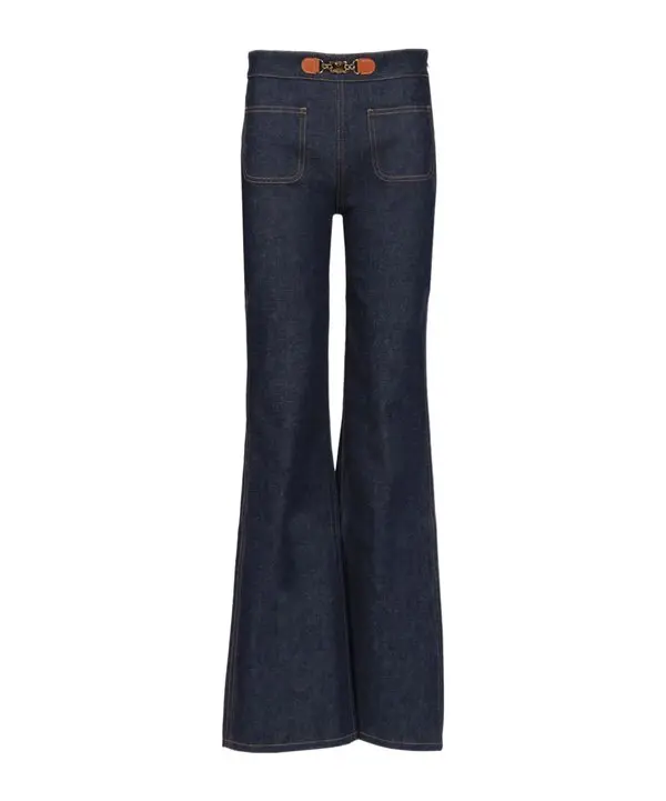 Celine Flared Jeans With Horn Detail - Navy Blue