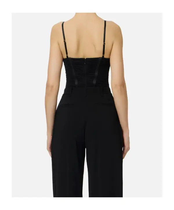 Elisabetta Franchi Embellished Strap Bodysuit - Black