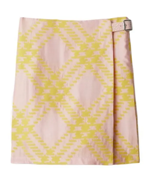 Burberry Checked Pleated Mini Skirt - Nude