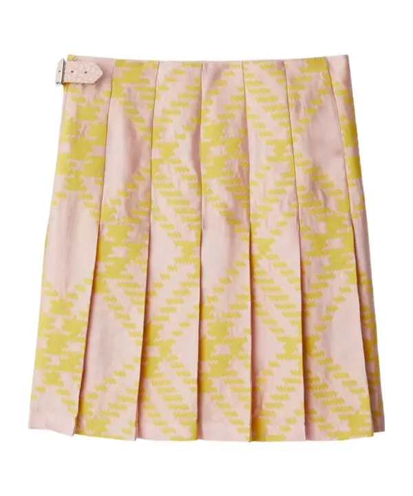 Burberry Checked Pleated Mini Skirt - Nude
