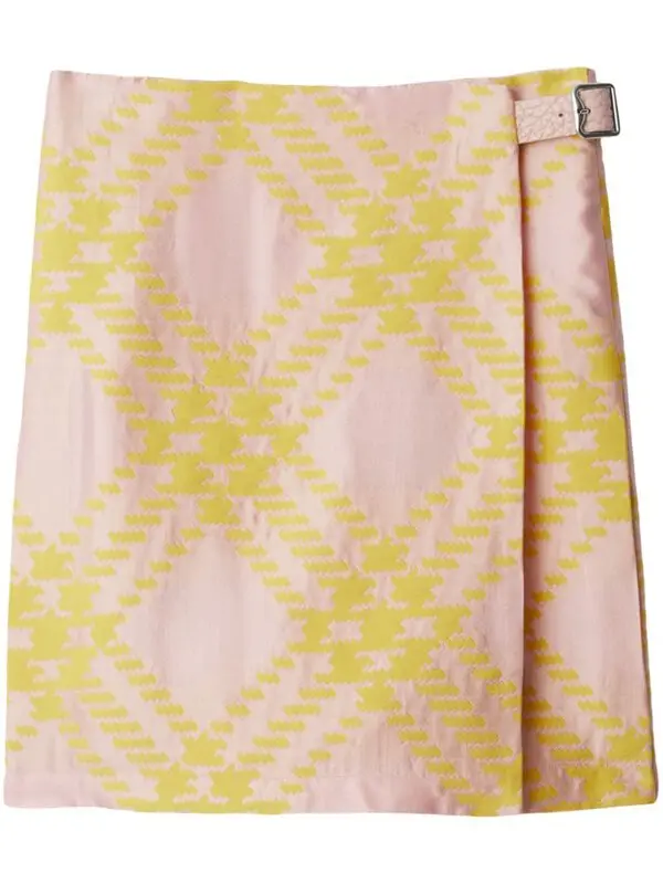 Burberry Checked Pleated Mini Skirt - Nude