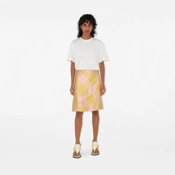 Burberry Checked Pleated Mini Skirt - Nude
