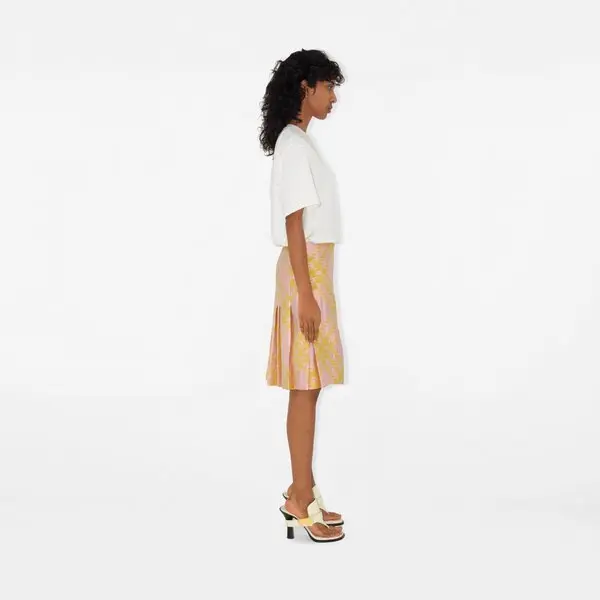 Burberry Checked Pleated Mini Skirt - Nude