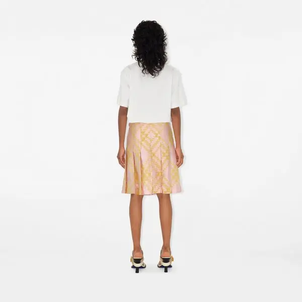 Burberry Checked Pleated Mini Skirt - Nude