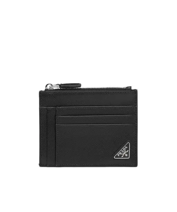 Prada Saffiano Logo Card Holder - Black