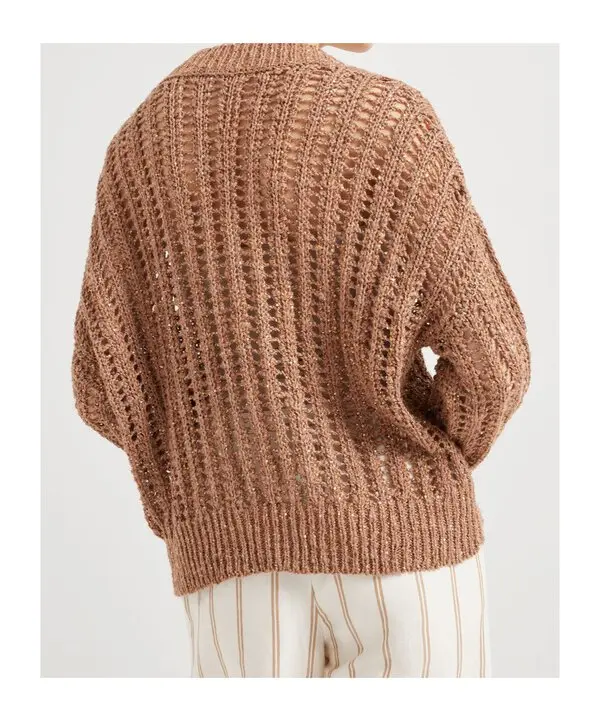 Brunello Cucinelli V-neck Drop Shoulder Jumper With Sequin Accents