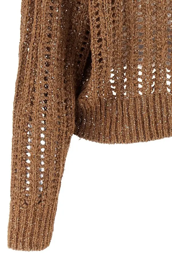 Brunello Cucinelli V-neck Drop Shoulder Jumper With Sequin Accents