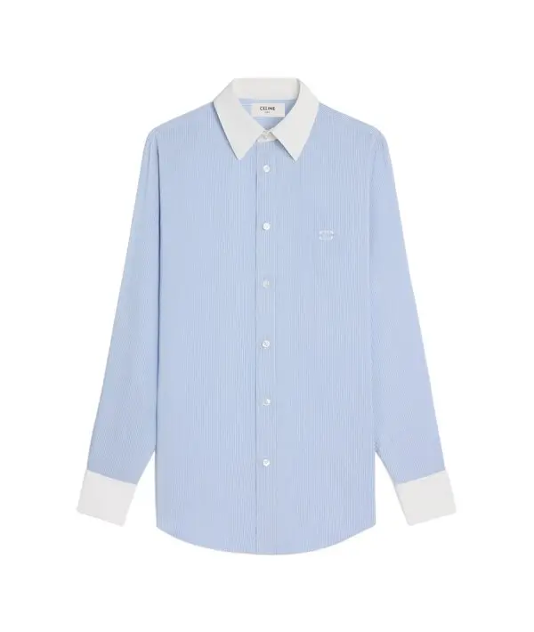 Celine Romy Shirt In Striped Silk - Blue