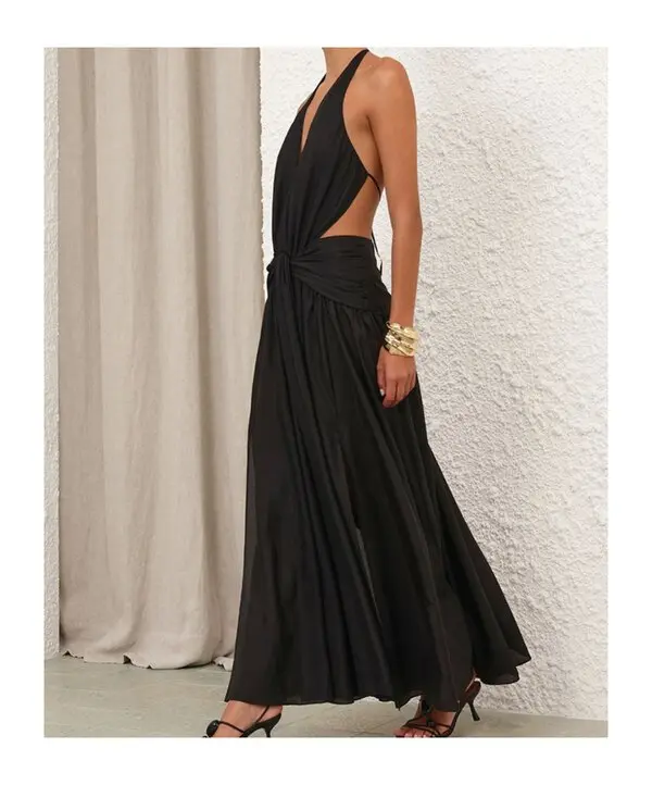 Zimmermann Halterneck Gathered Midi Dress