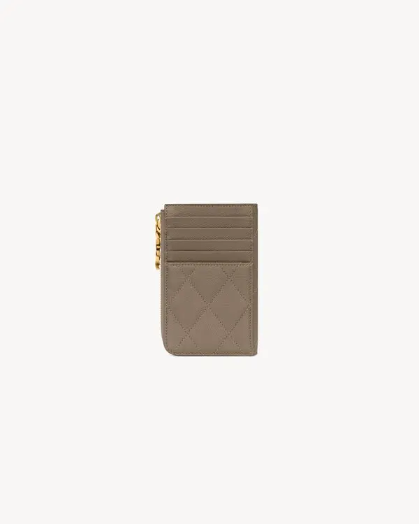 Saint Laurent Cassandre Diamond-quilted Card Holder - Light Brown