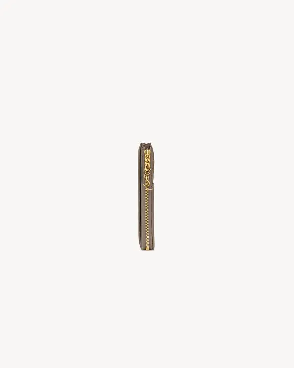 Saint Laurent Cassandre Diamond-quilted Card Holder - Light Brown