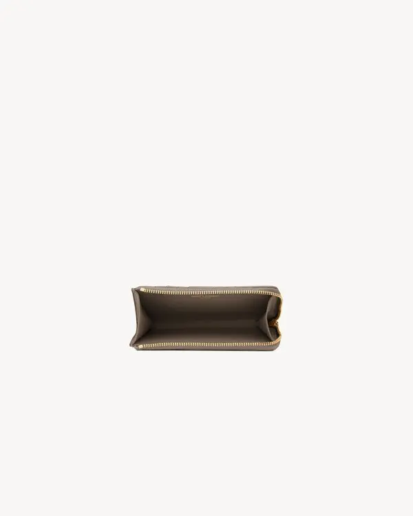 Saint Laurent Cassandre Diamond-quilted Card Holder - Light Brown