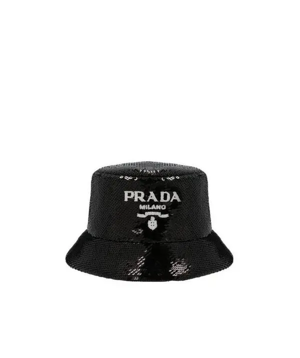 Prada Sequined Bucket Hat - Black