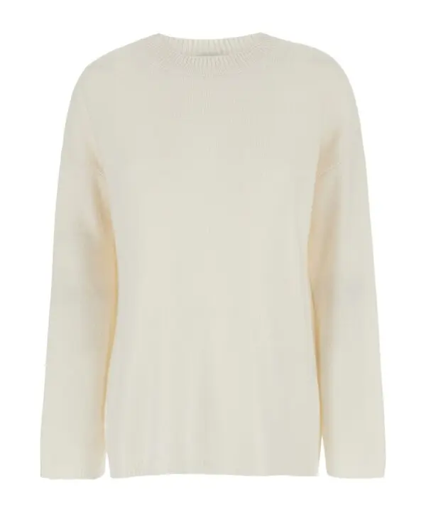 ALLUDE Relaxed Crewneck Sweater - White