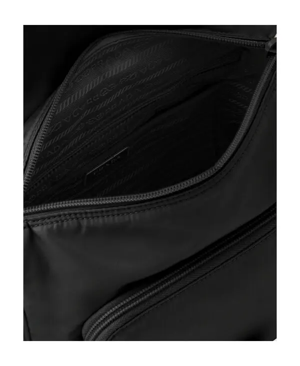Prada Logo Plaque Zipped Shoulder Bag - Black