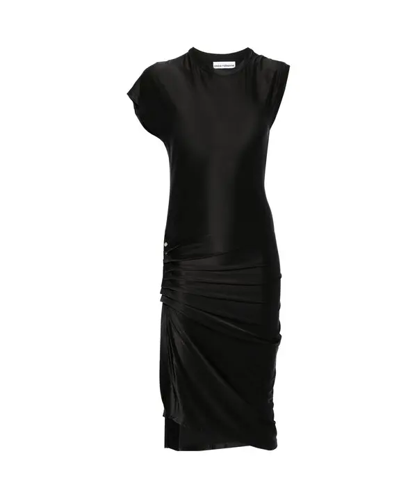 Rabanne Gathered Satin Midi Dress