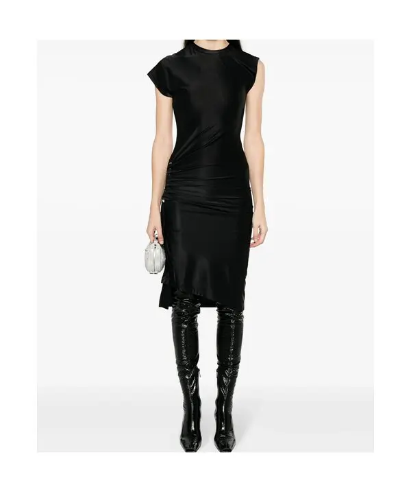 Rabanne Gathered Satin Midi Dress