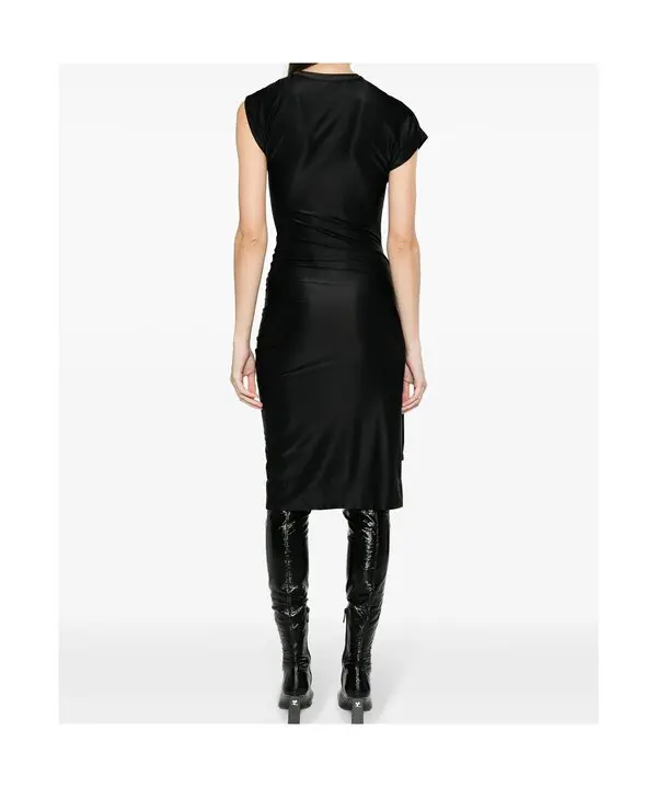 Rabanne Gathered Satin Midi Dress