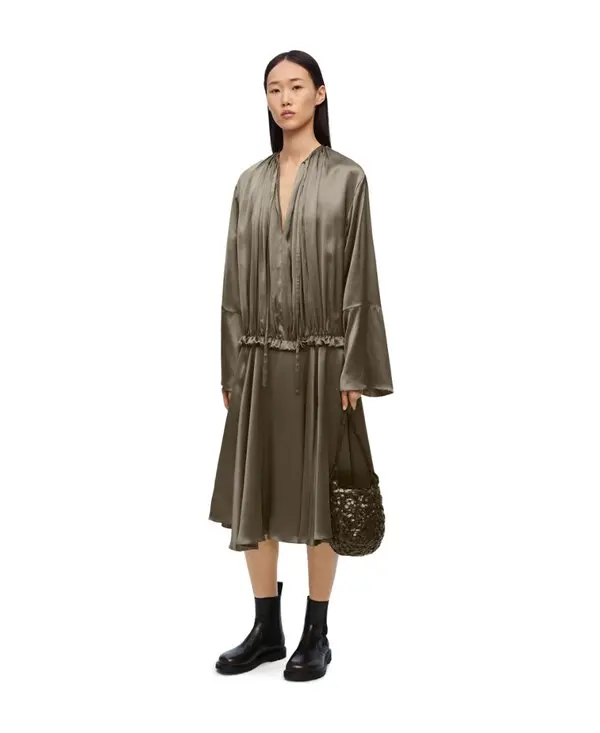 Loewe Long-sleeved Tunic Dress With Pleated Detail
