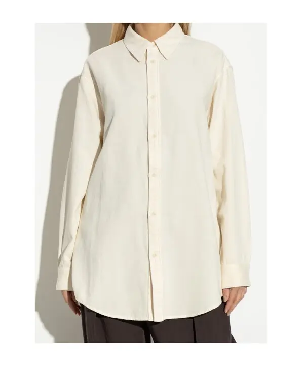 LEMAIRE Long Sleeve Curved Hem Shirt - Cream