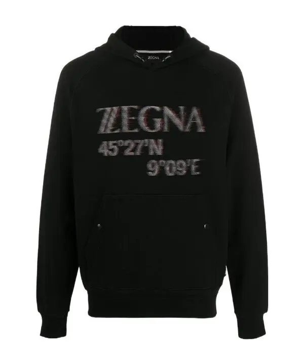 Zegna Logo Printed Hooded Sweater