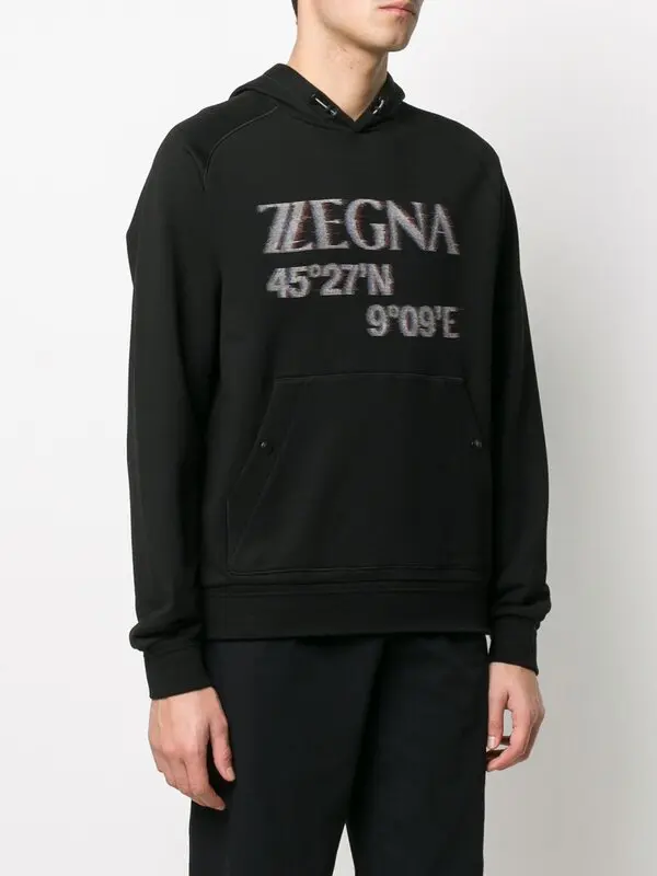Zegna Logo Printed Hooded Sweater