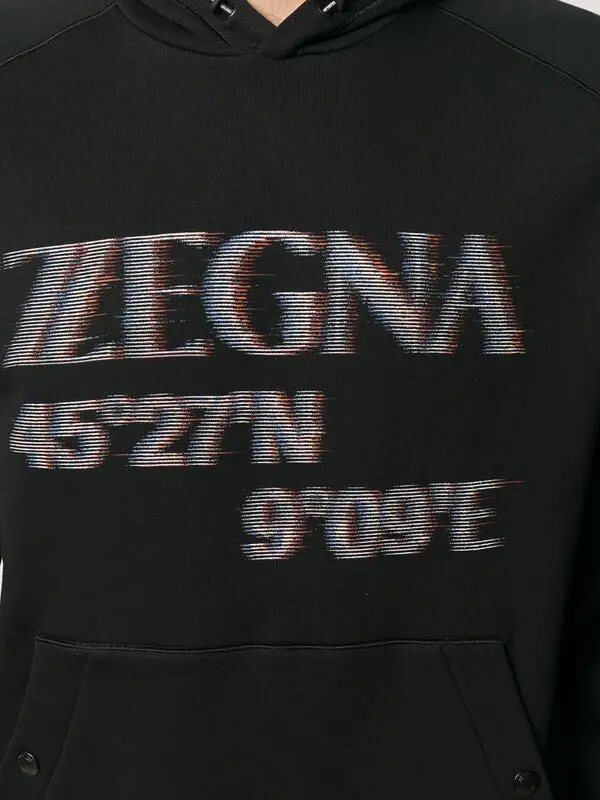 Zegna Logo Printed Hooded Sweater