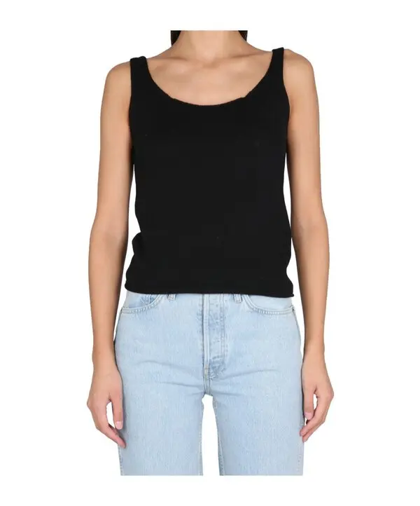 Aspesi Scoop Neck Ribbed Knit Sleeveless Top