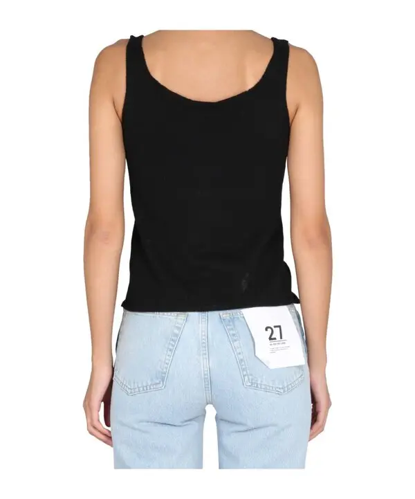 Aspesi Scoop Neck Ribbed Knit Sleeveless Top