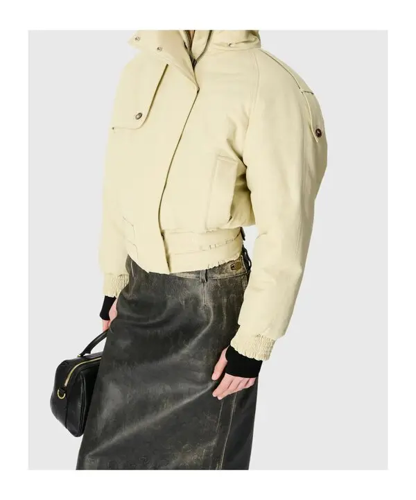 MARINE SERRE Buckled Gabardine Bomber Jacket