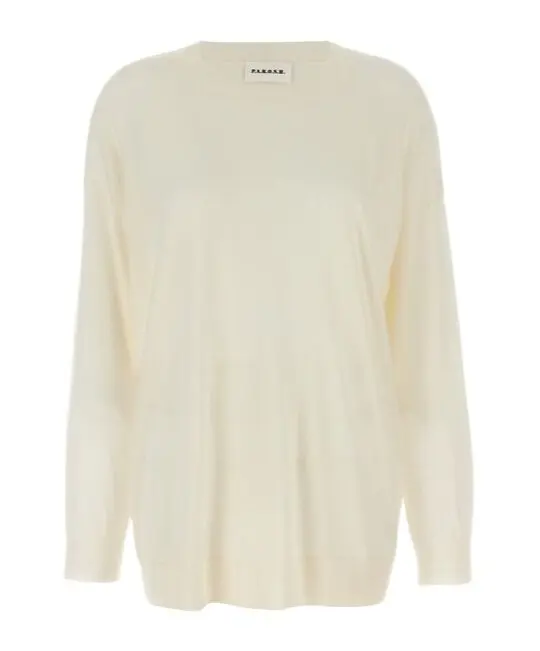 P.a.r.o.s.h Crewneck Knitted Jumper With Ribbed Detailing - White