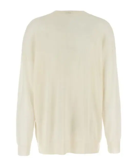 P.a.r.o.s.h Crewneck Knitted Jumper With Ribbed Detailing - White