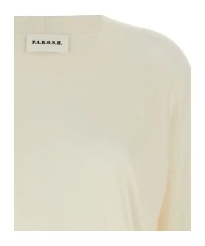 P.a.r.o.s.h Crewneck Knitted Jumper With Ribbed Detailing - White