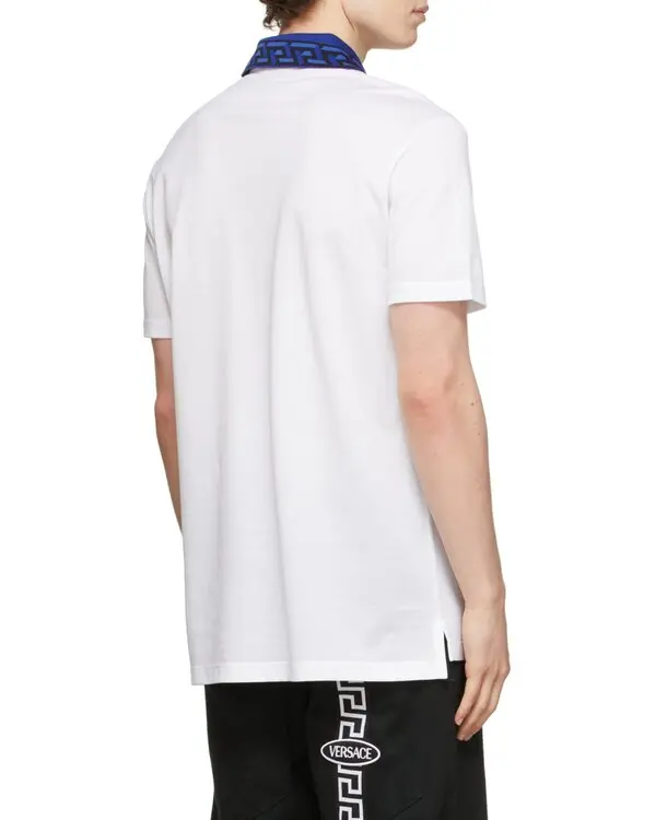 Versace Intarsia-knit Logo Straight Hem Polo Shirt