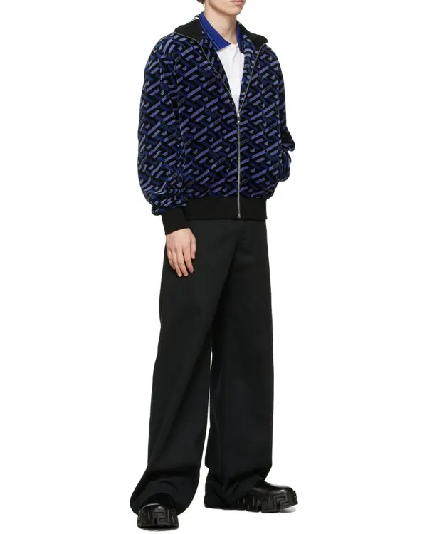 Versace Intarsia-knit Logo Straight Hem Polo Shirt