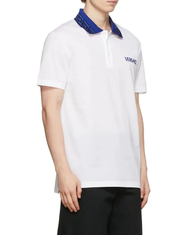 Versace Intarsia-knit Logo Straight Hem Polo Shirt