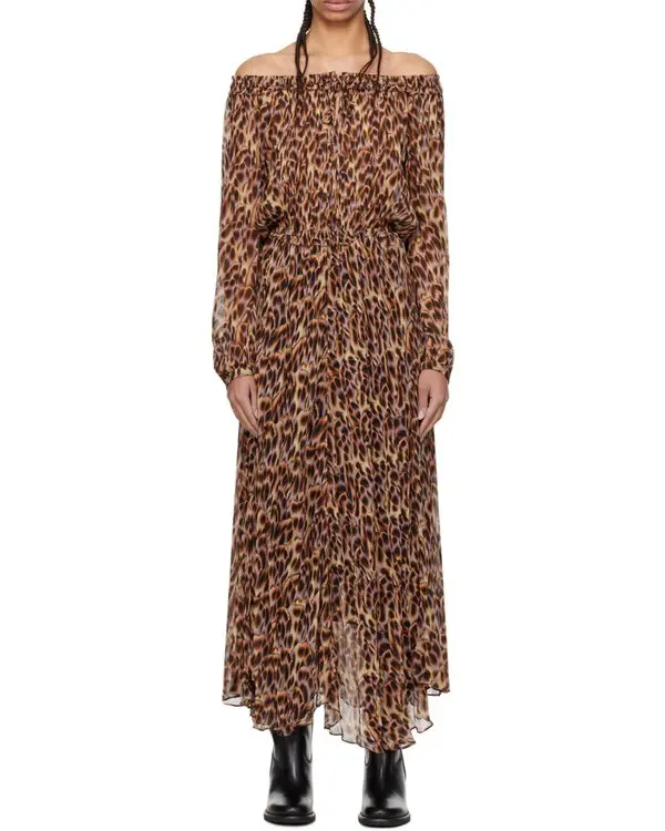Isabel Marant Étoile Off-the-shoulder Leopard Print Maxi Dress