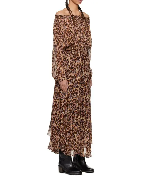 Isabel Marant Étoile Off-the-shoulder Leopard Print Maxi Dress