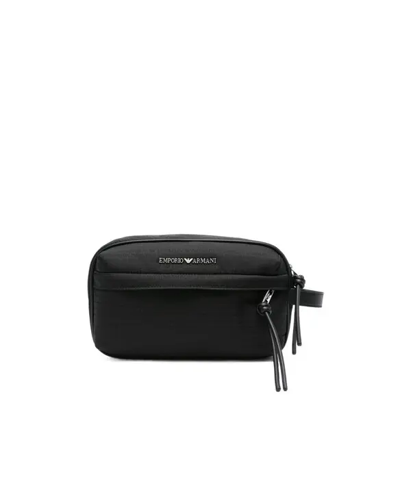 Emporio Armani Logo-lettering Wash Bag - Black
