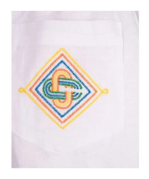 Casablanca Mid-rise Striped Embroidered Shorts - White